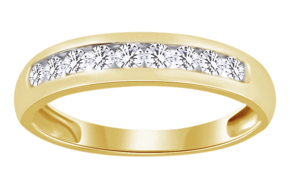 AFFY Round Cut (0.50 Cttw) White Natural Diamond Engagement Band Ring ...