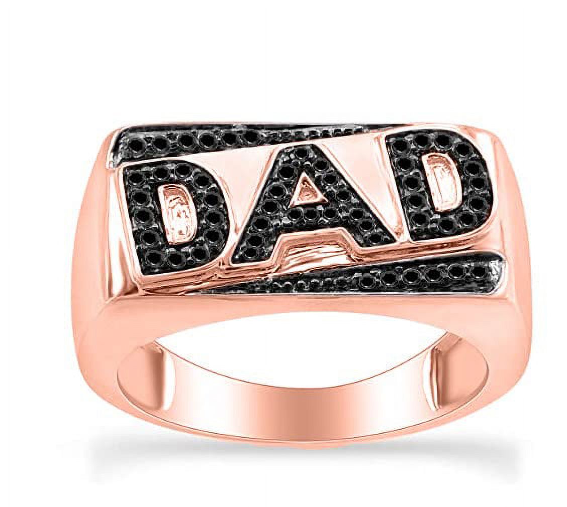 Round Cut Black Natural Accent Diamond DAD Men's Engagement Ring in 18K ...