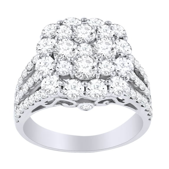 AFFY Round Cut Cubic Zirconia Cluster Engagement Ring in 14k White Gold ...