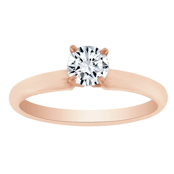AFFY Round Cut Cubic Zirconia Solitaire Engagement Ring in 14k Rose ...