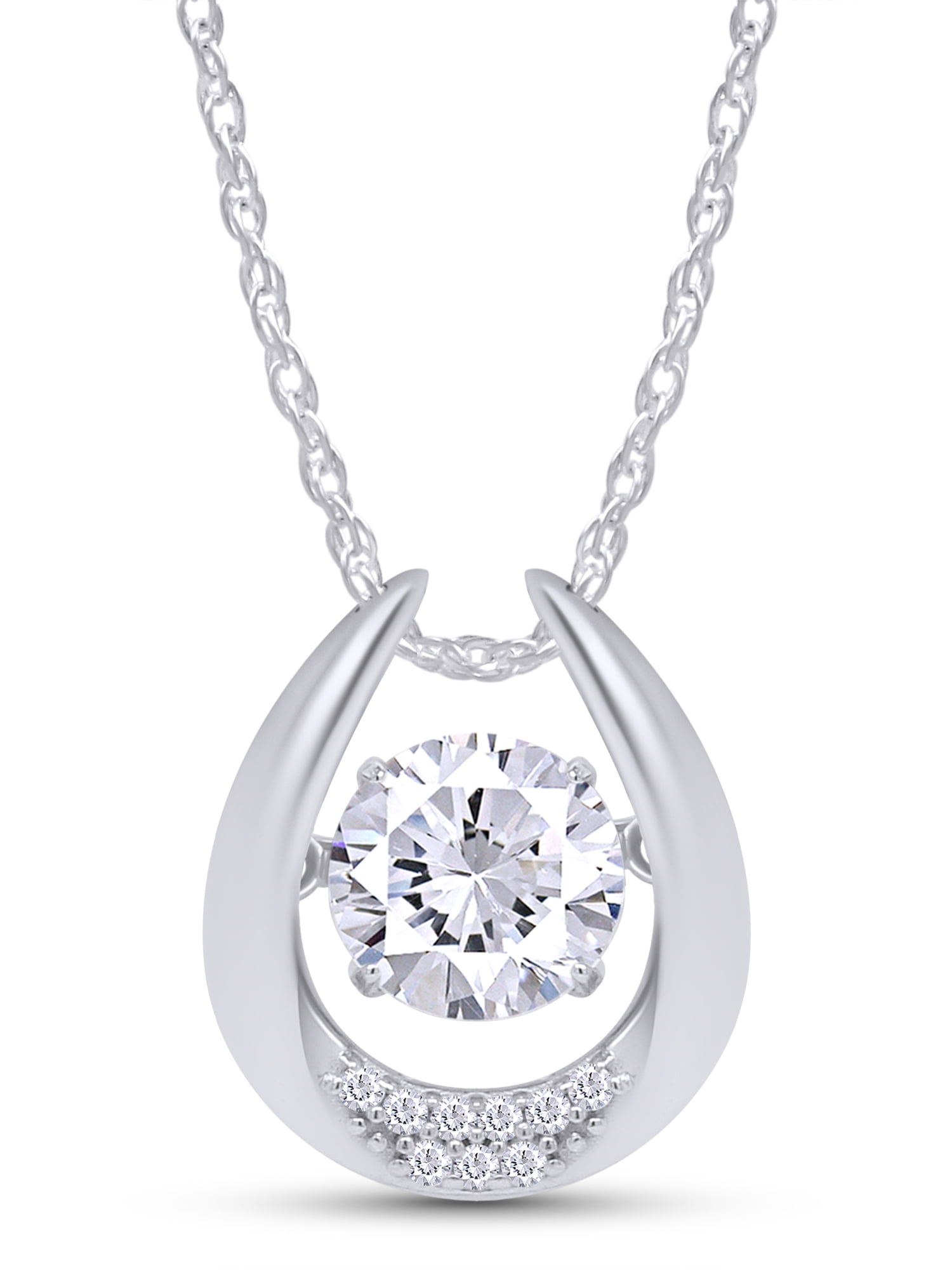 Round Cut Lab Created Moissanite Diamond Dancing Necklace, 0.8ct ...