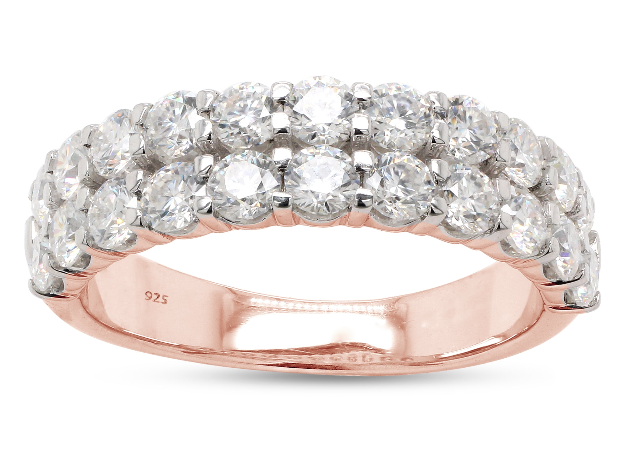 AFFY 1.50CT Moissanite Diamond Double Row Wedding Band Ring in 14K Rose ...