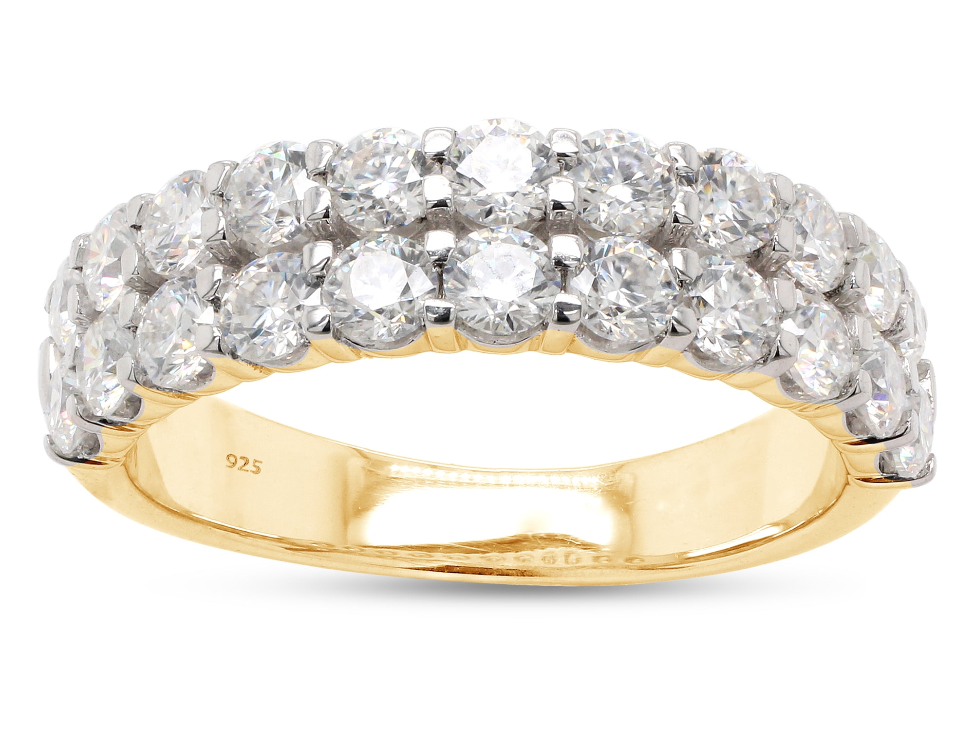 AFFY 1.50CT Moissanite Diamond Double Row Wedding Band Ring in 14K ...