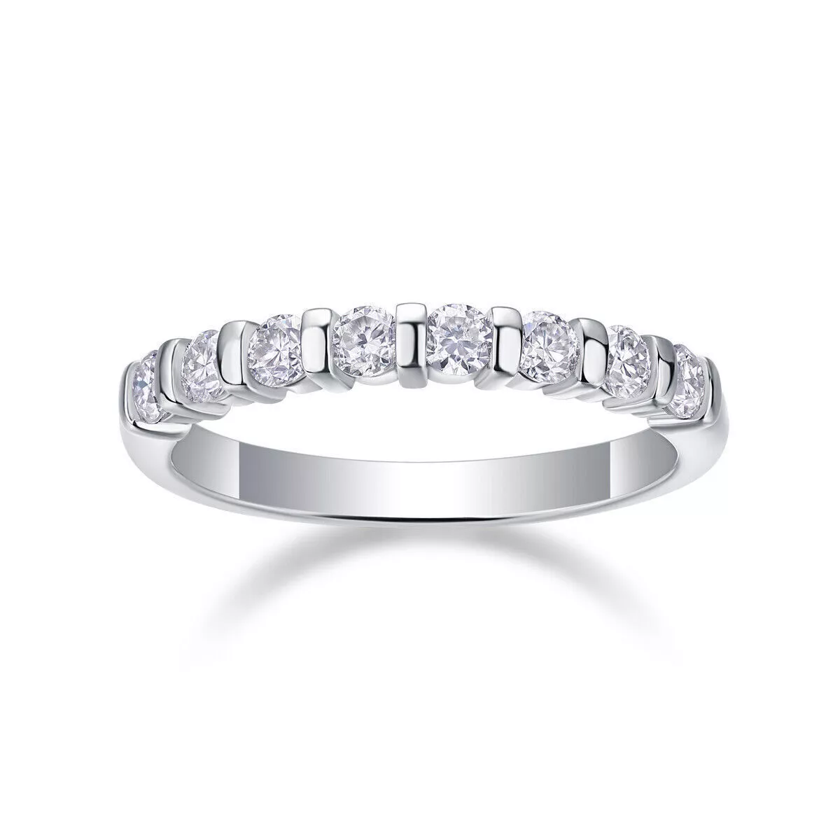 Round Cut Natural Moissanite Eternity Women's Band Wedding Ring, 14k ...