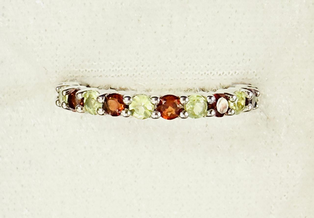 Round Cut Ruby and Peridot Wedding Band Ring 925 Sterling Silver ...
