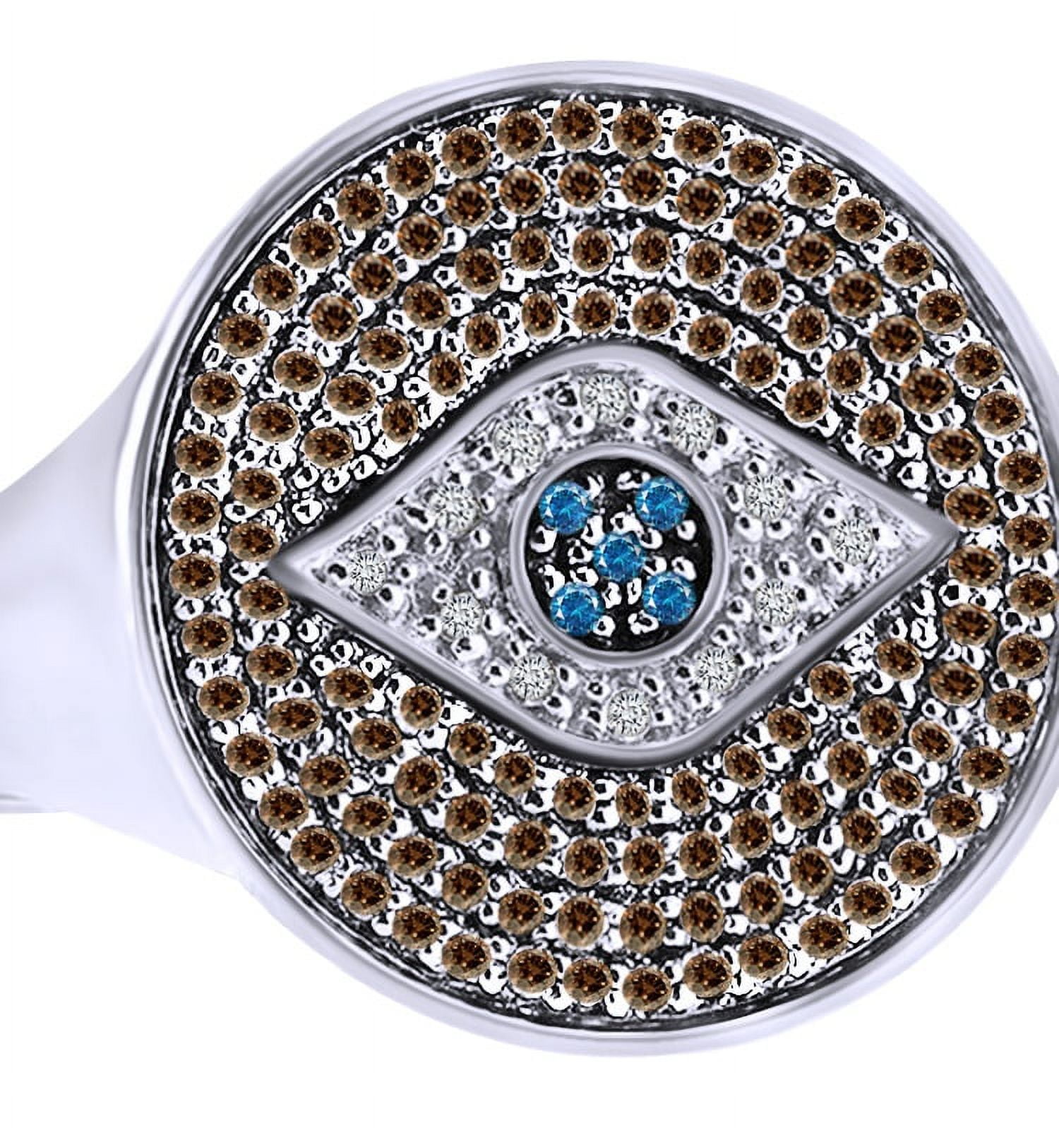 AFFY Round Cut Simulated Blue Sapphire With Natural Diamond Evil Eye ...