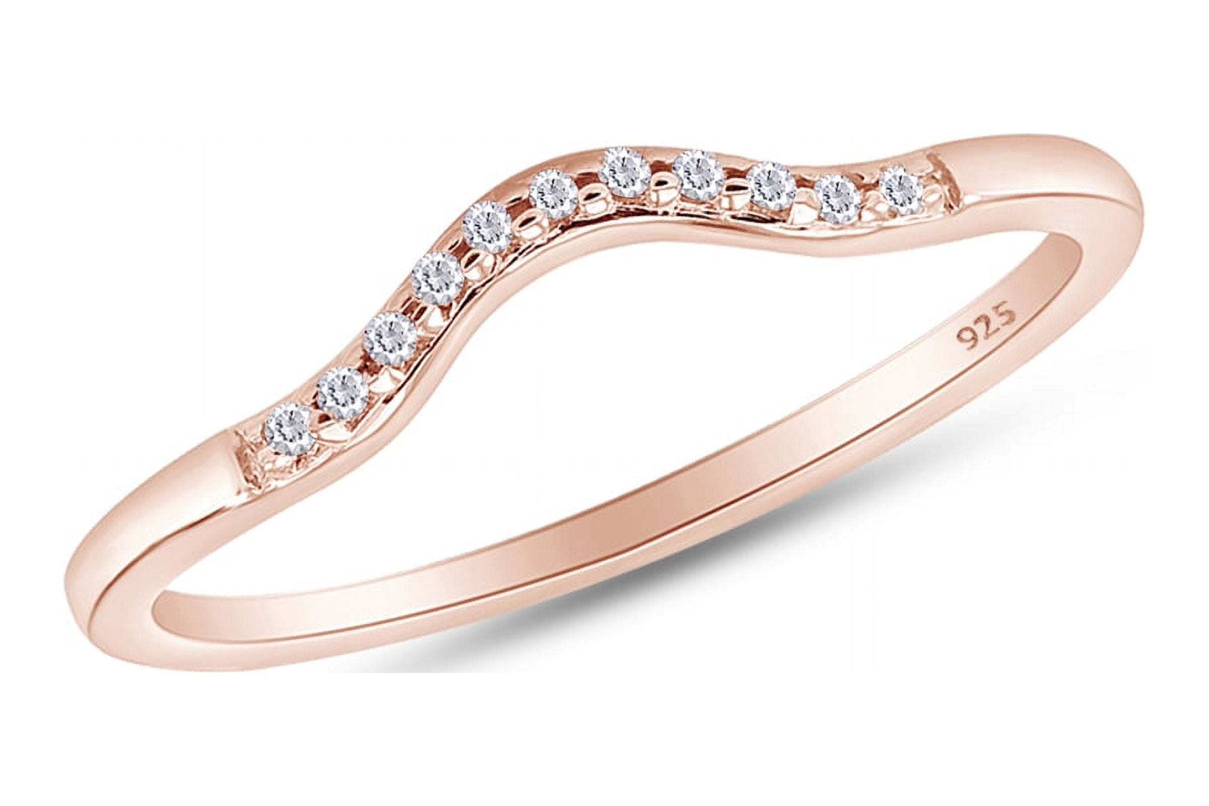 AFFY Round Cut Simulated Cubic Zirconia Curved Wedding Band Ring In 14k ...