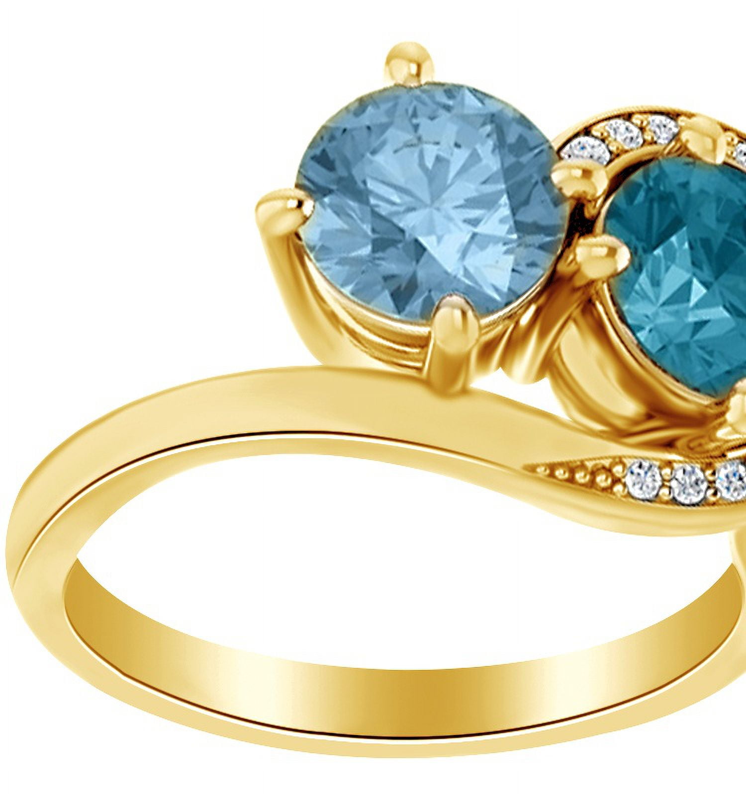 AFFY Round Cut Simulated Landon Blue Topaz Two Tone Swirl Engagement ...