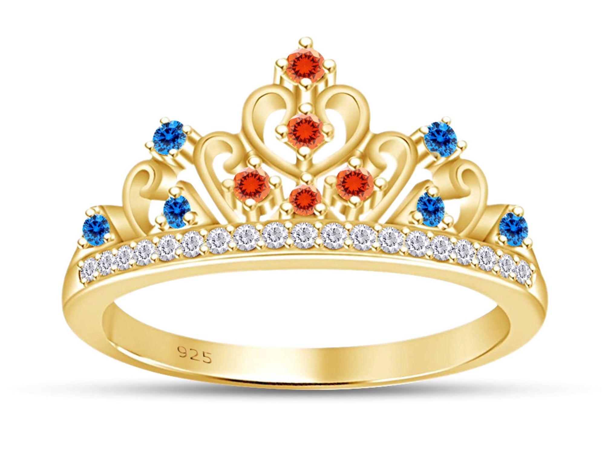 AFFY Round Cut Simulated Multi Stone Merida Princess Style Engagement ...