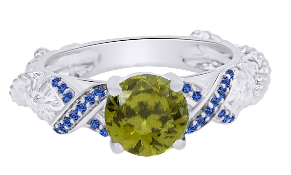 AFFY Round Cut Simulated Multi Stone Mulan Princess Style Engagement ...
