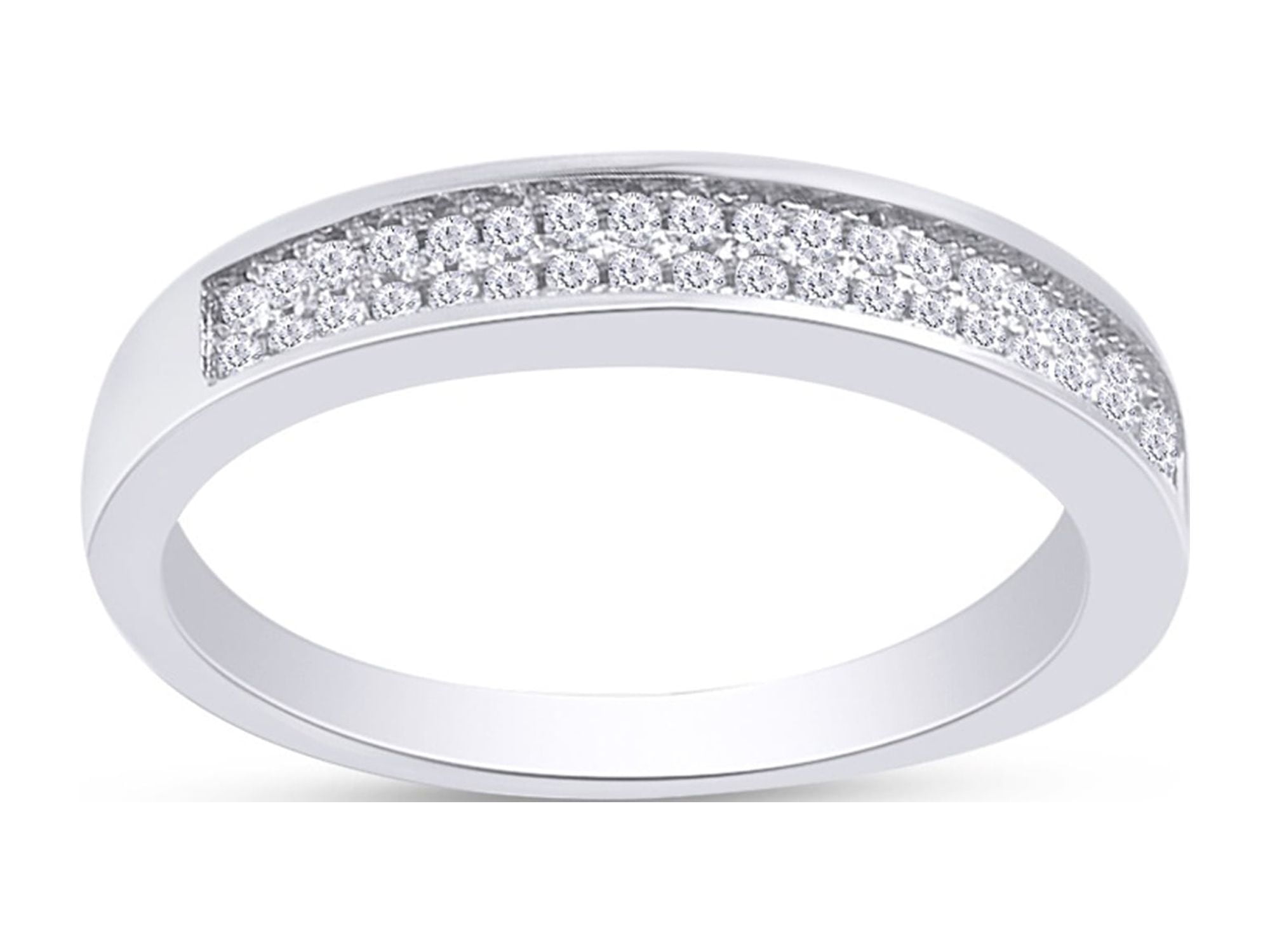 AFFY Sparkling White Cubic Zirconia Double Row Men's Anniversary ...