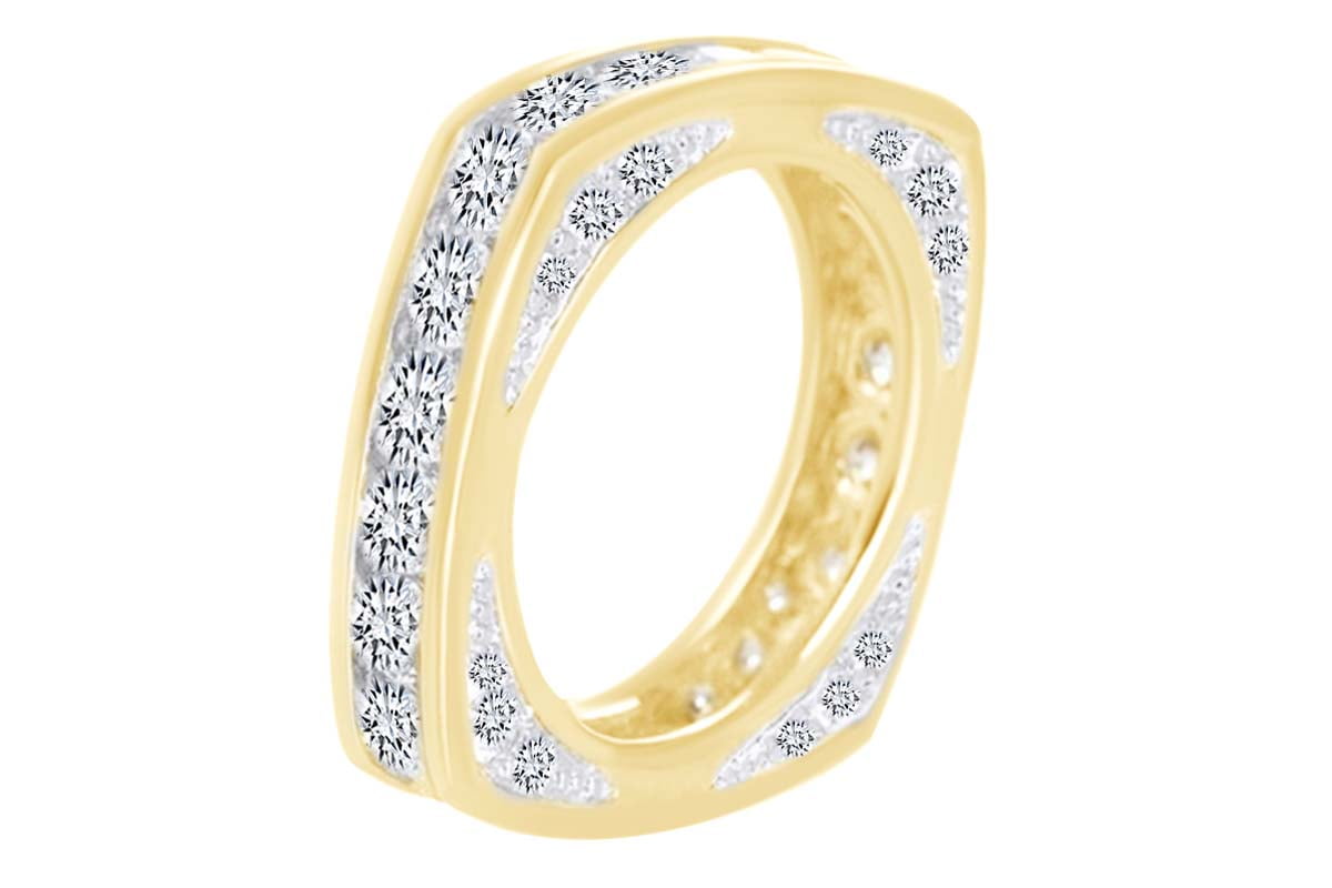 AFFY Round Cut White Cubic Zirconia Squared Eternity Wedding Band Ring ...