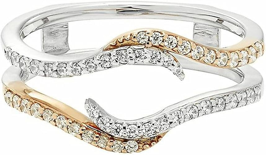 Round Cut White Diamond 925 Sterling Silver 14K Two-Tone Gold Fn ...