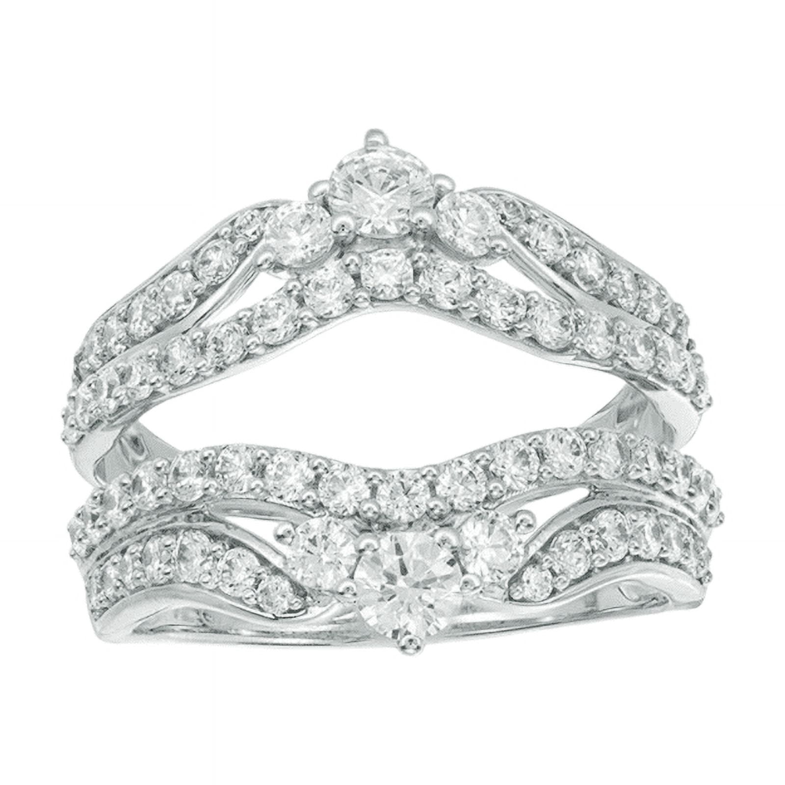 Round Cut White Diamond Tiara Ring Enhancer in 925 Sterling Silver ...