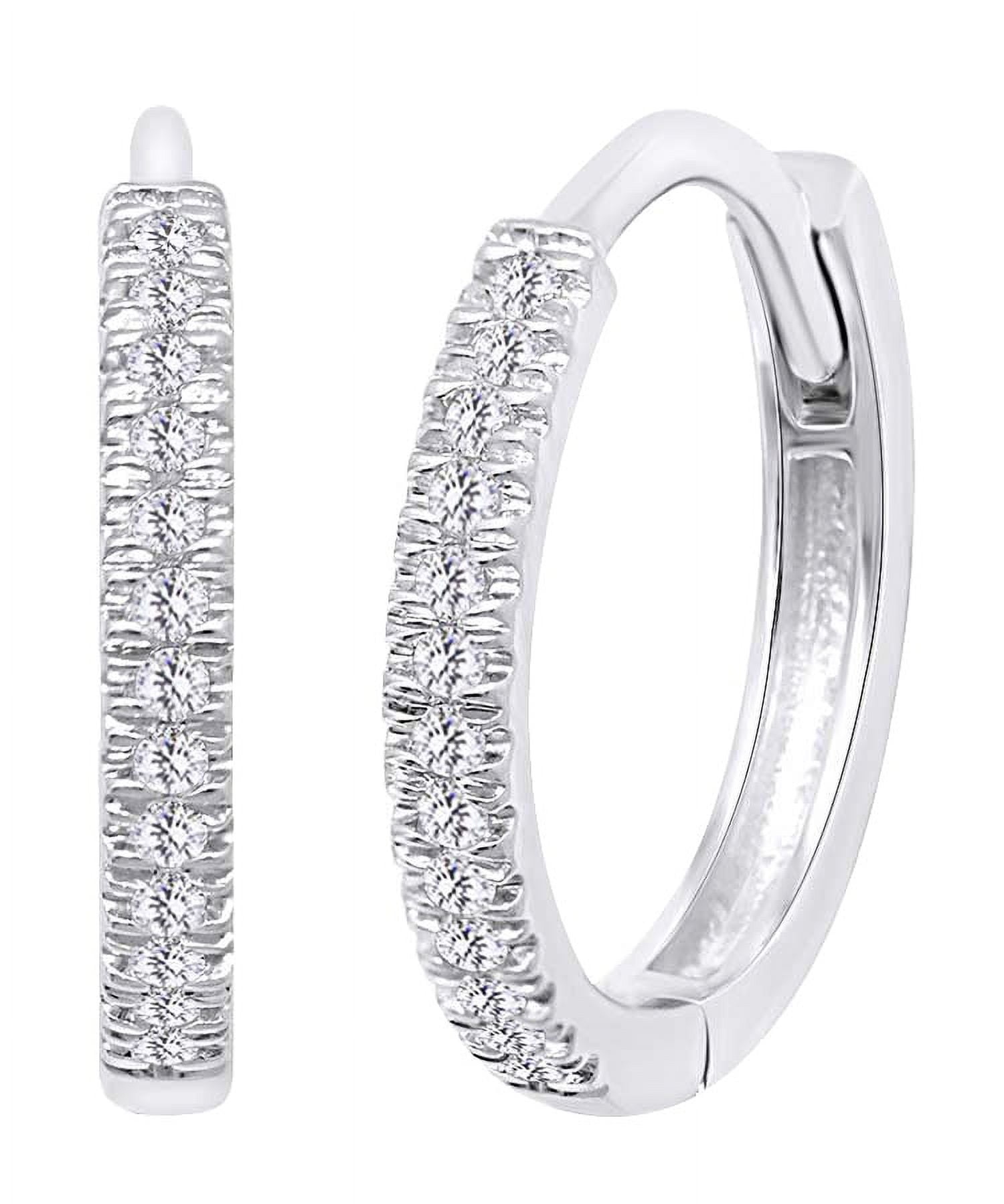 AFFY Round Cut White Natural Diamond (0.1 cttw) Stackable Hoop Earrings ...