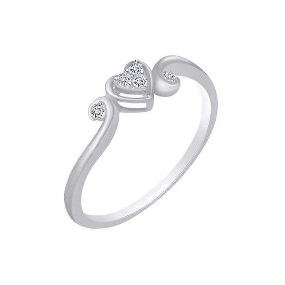 AFFY Round Cut White Natural Diamond Accents Heart Promise Engagement ...