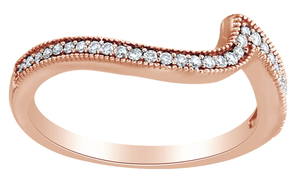 AFFY Round Cut White Natural Diamond Bypass Style Engagement Ring In ...