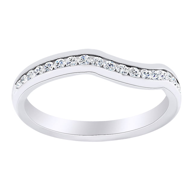 Round Cut White Natural Diamond Channel Set Contour Band Ring In 14K ...