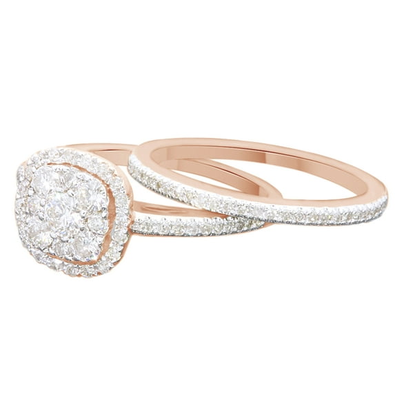 AFFY Round Cut White Natural Diamond Cluster Engagement Bridal Wedding ...