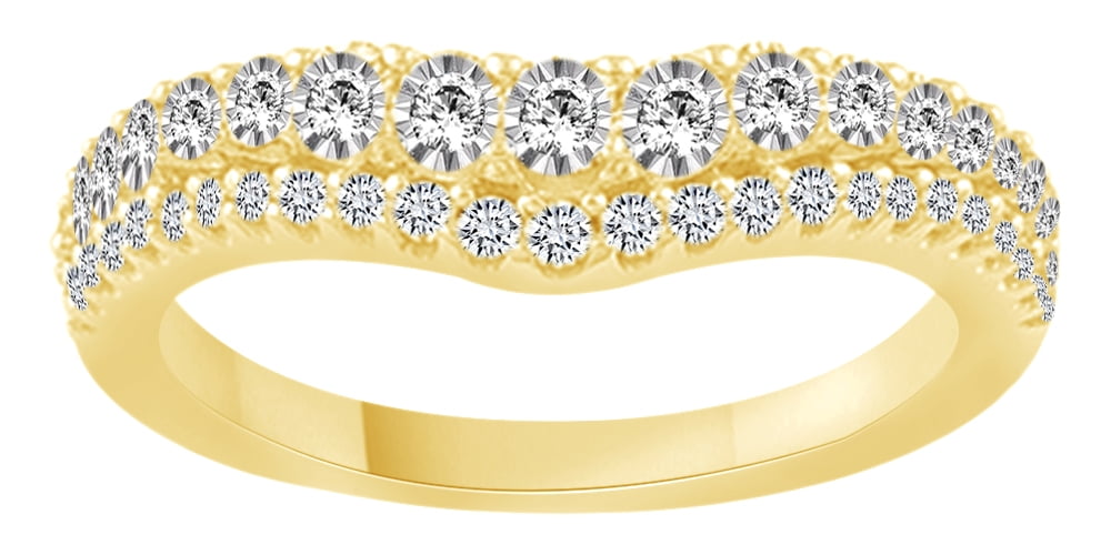 Round Cut White Natural Diamond Contour Engagement Ring In 14K Solid ...