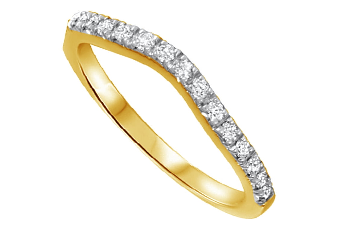 Round Cut White Natural Diamond Contour Ring for Women's in 10k Yellow ...