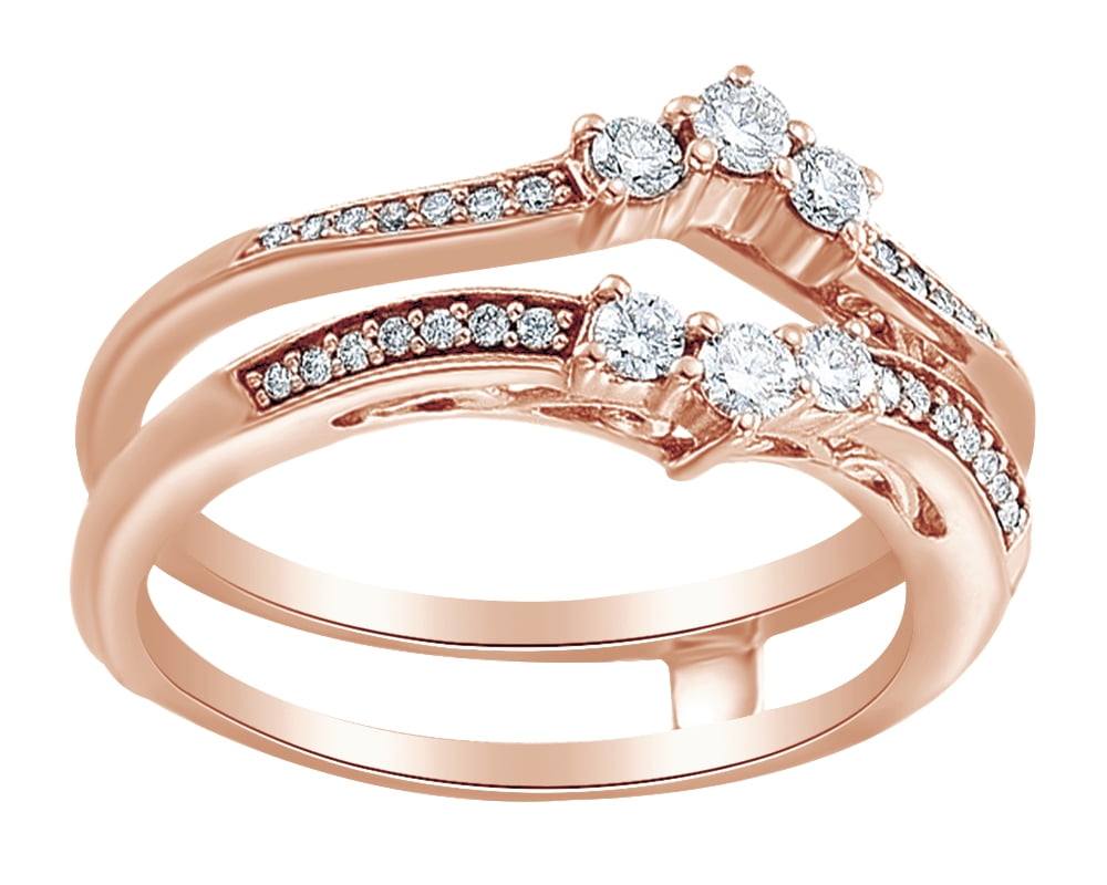 AFFY Round Cut White Natural Diamond Enhancer Ring Guard In 14K Solid ...