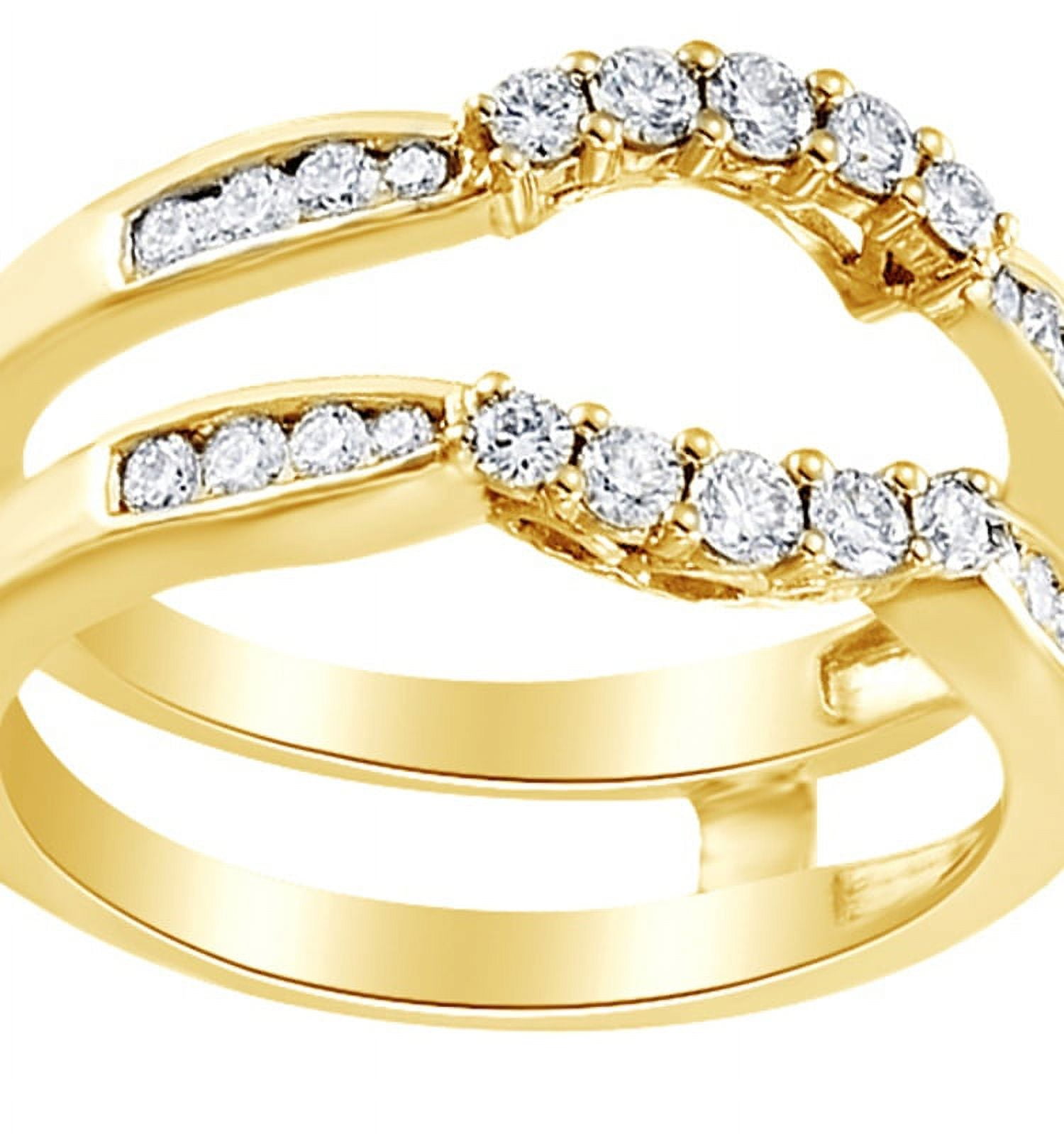 Round Cut White Natural Diamond Enhancer Ring Guard In 14K Solid Yellow ...