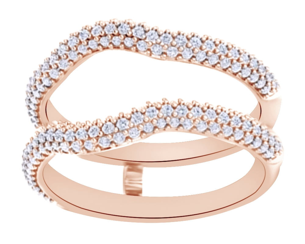 AFFY Round Cut White Natural Diamond Enhancer Ring Guard In 14k Solid ...