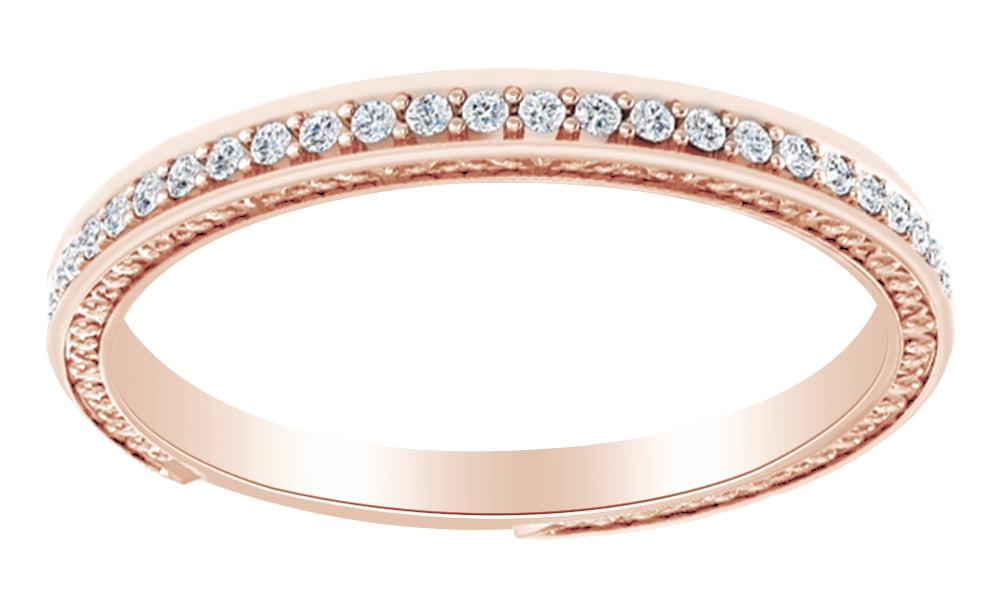 AFFY Round Cut White Natural Diamond Eternity Band Ring In 14K Solid ...