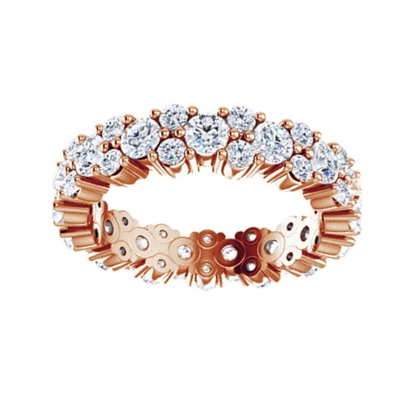 AFFY Round Cut White Natural Diamond Eternity Band Ring In 14K Solid ...