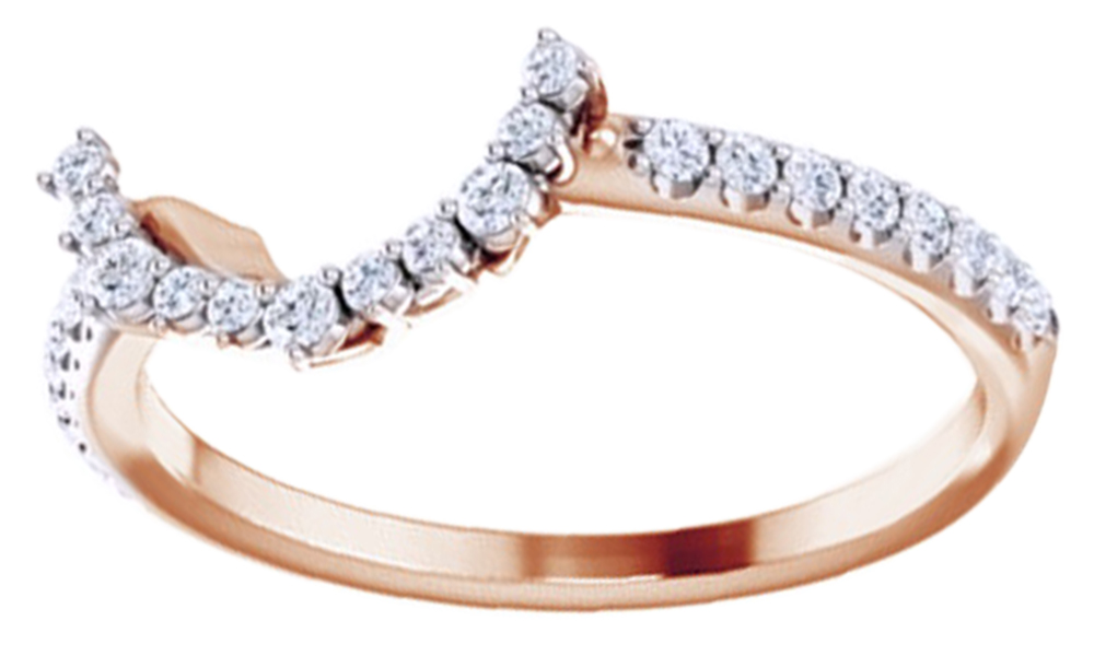 AFFY Round Cut White Natural Diamond Guard Band Ring In 14K Solid Rose ...