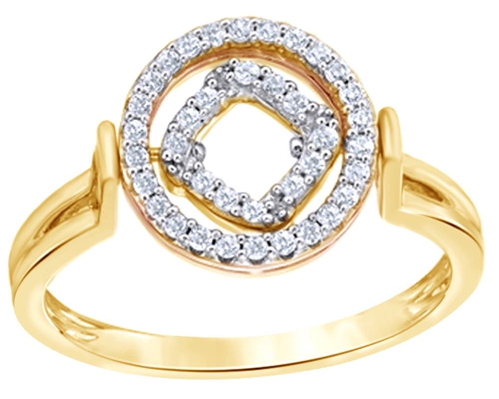 Round Cut White Natural Diamond Movable Circle Ring in 10k Yellow Gold ...