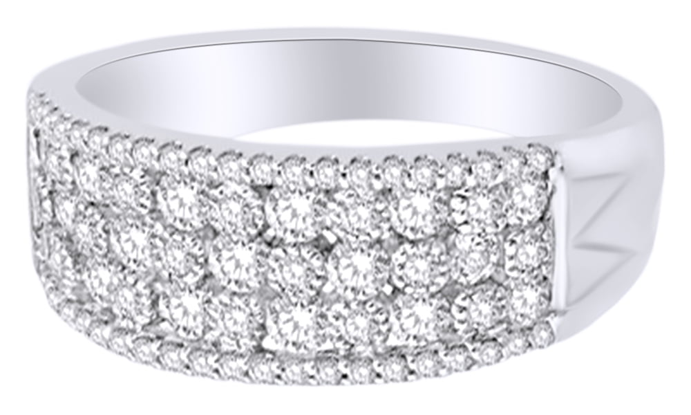 AFFY Round Cut White Natural Diamond Pave Set 1 Cttw Men's Wedding Band ...