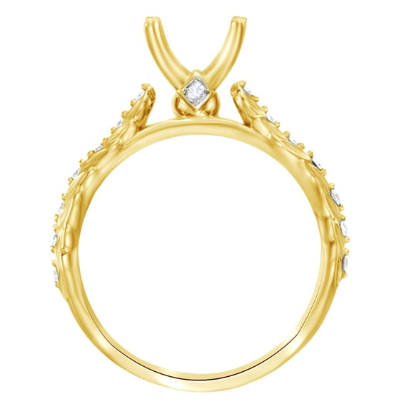 AFFY Round Cut White Natural Diamond Semi Mount Engagement Ring In 14K ...