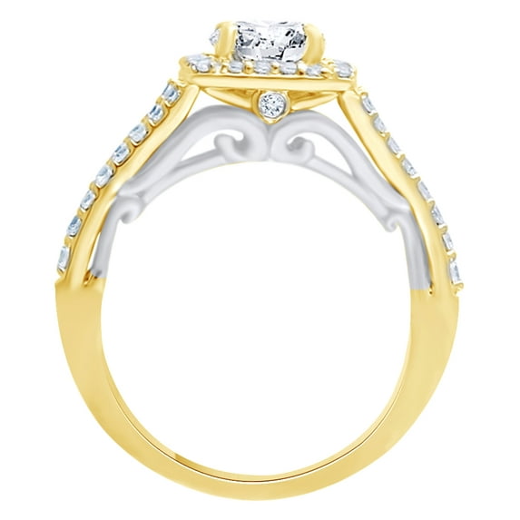 AFFY Round Cut White Natural Diamond Semi Mount Engagement Ring In 14K ...