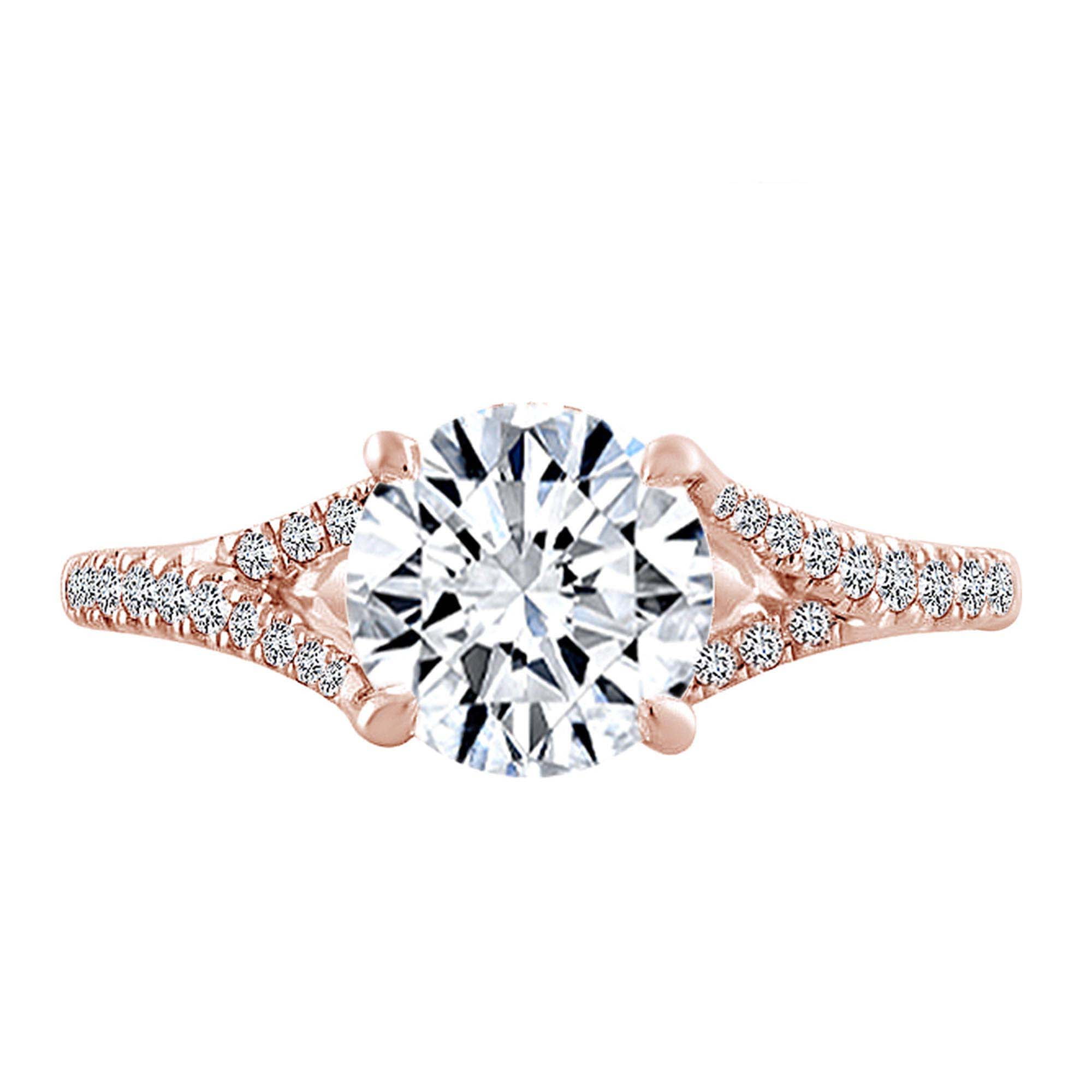 AFFY Round Cut White Natural Diamond Semi Mount Split Shank Engagement ...