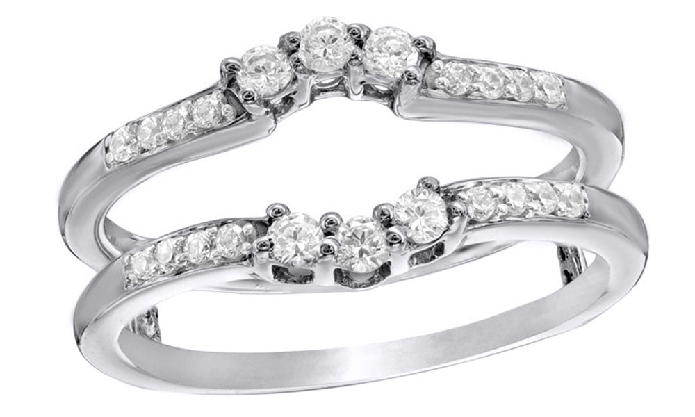 AFFY Round Cut White Natural Diamond Solitaire Enhancer Ring in 10k ...