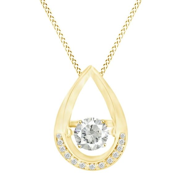 AFFY Round Cut White Natural Diamond Teardrop Pendant Necklace In 14k ...