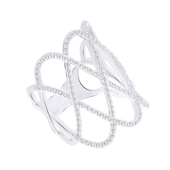 AFFY Round Cut White Natural Diamond Twisted Engagement Ring In 10K ...