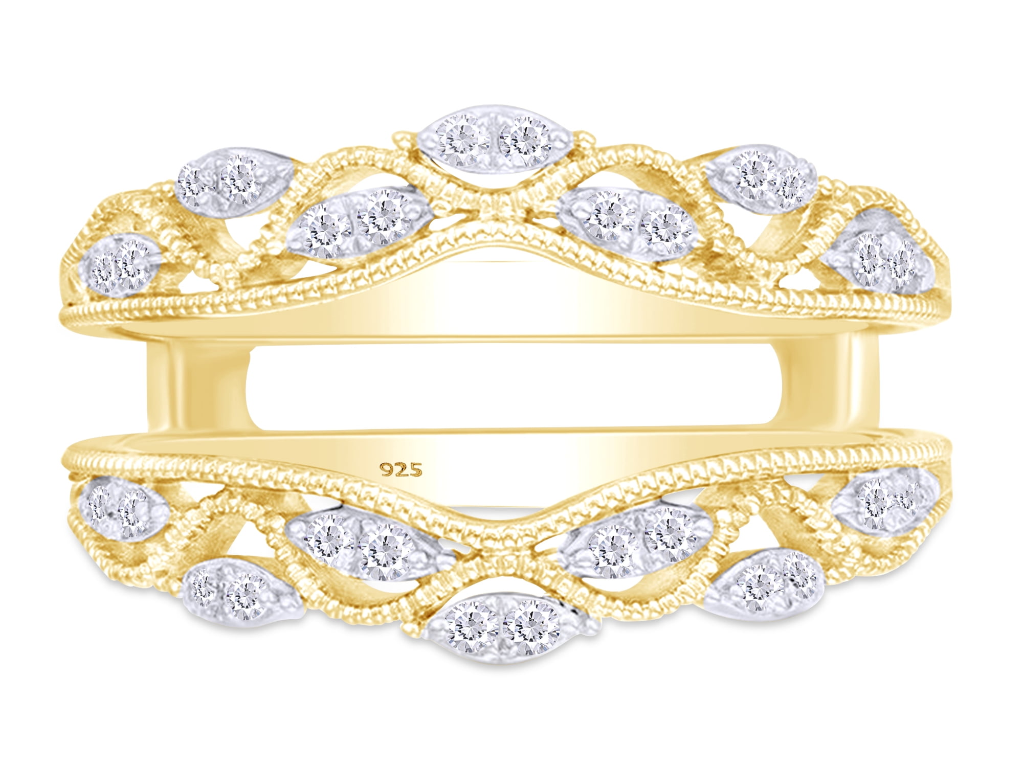 AFFY 0.20CT White Natural Diamond Vintage Style Guard Wrap Solitaire ...