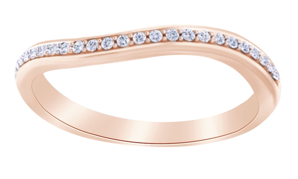 AFFY Round Cut White Natural Diamond Wave Band Ring In 14k Solid Rose ...