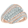 AFFY Round Cut White Natural Diamond Wave Ring in 10K Rose Gold (1 cttw ...