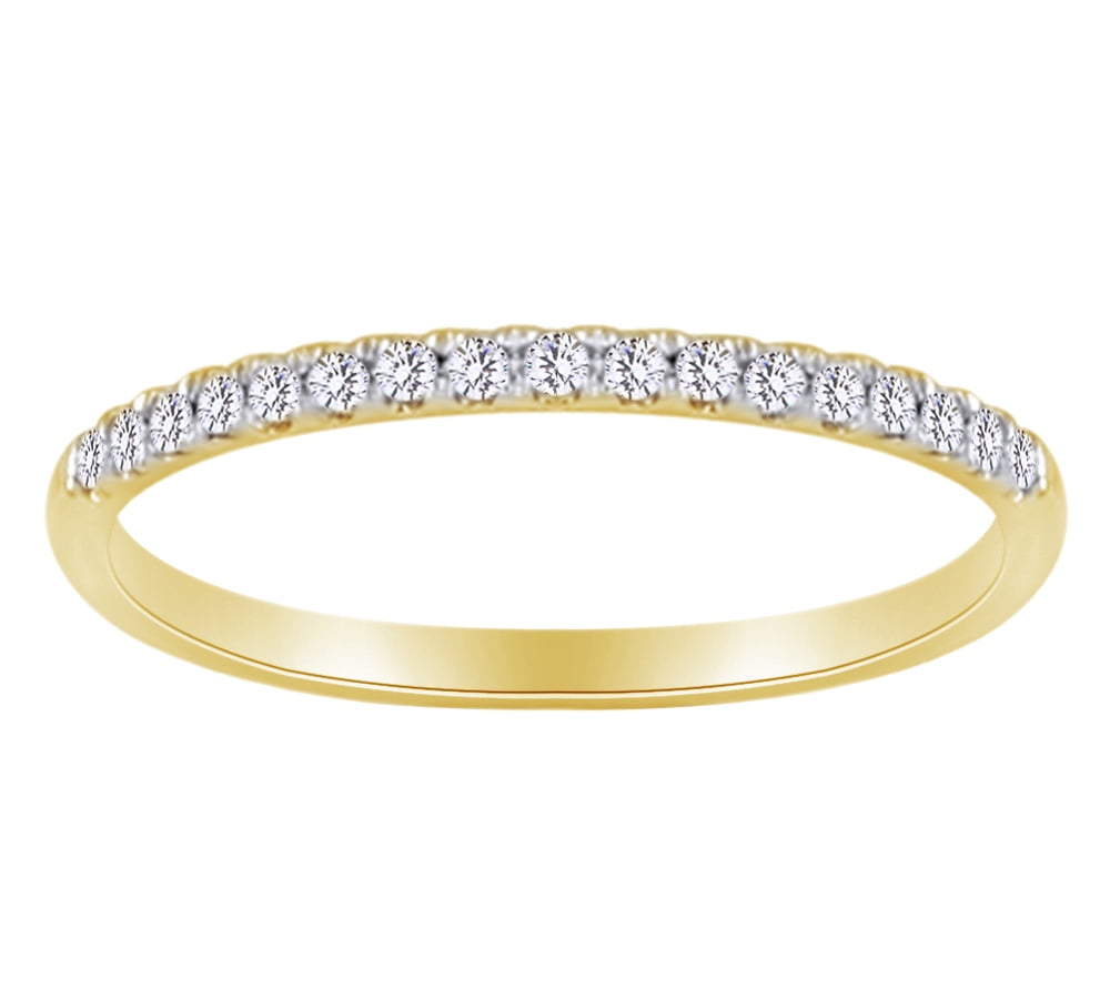 AFFY Round Cut White Natural Diamond Wedding Band Ring In 10k Yellow ...
