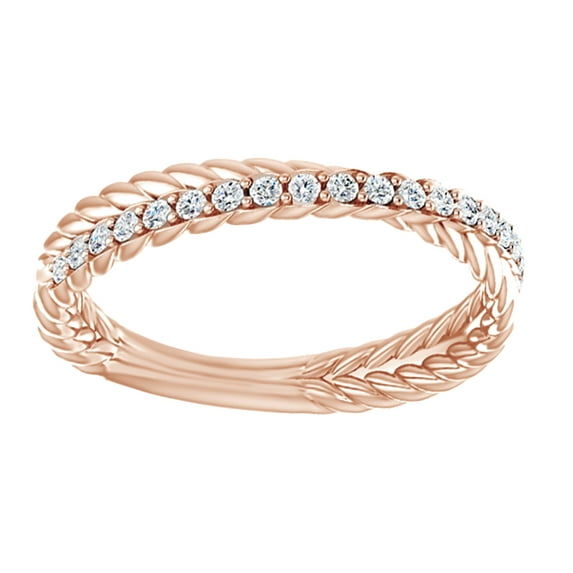 AFFY Round Cut White Natural Diamond Wheat Style Engagement Band Ring ...