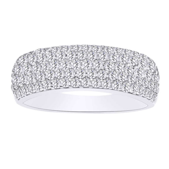 AFFY Round Cut White Natural Diamond Women's Fashion Band Ring In 10k ...