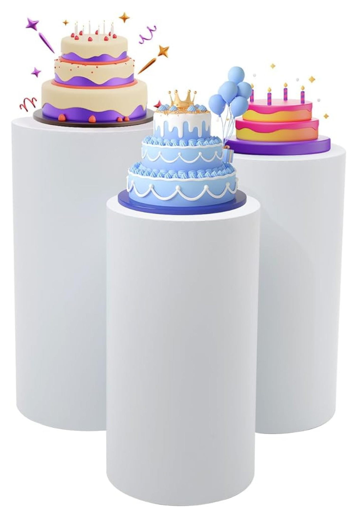 Round Cylinder Pedestal Stand,3 Pcs White Round Cylinder Pedestal ...