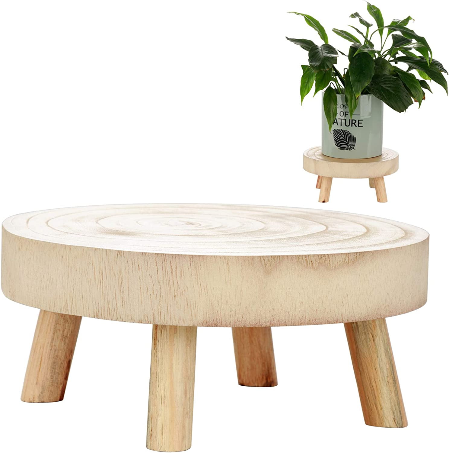 Round Decortive Mini Wood Stool,Wood Plant Stands Gardening Stool ...