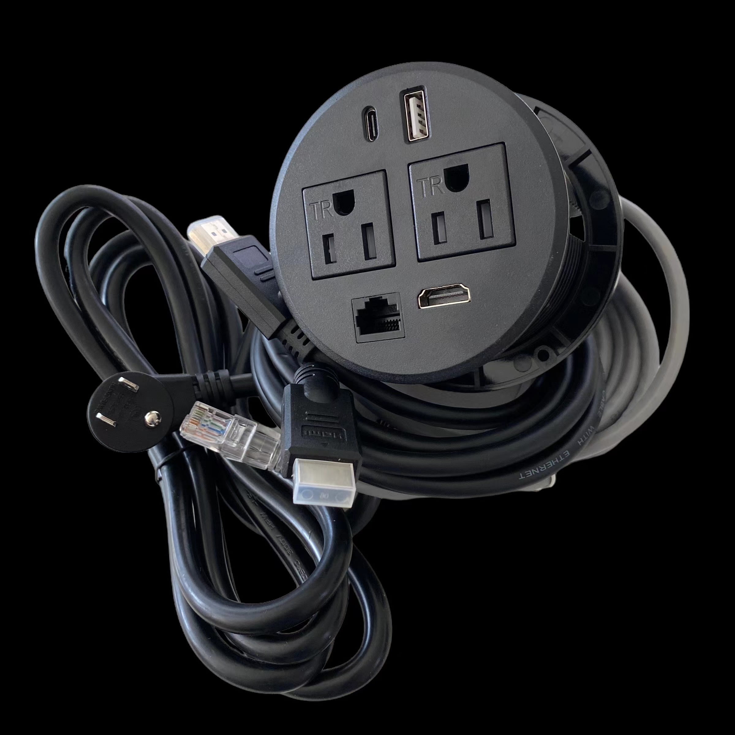 Round Desktop Conference Room Power Grommet Outlet, FITS 3 1/8" - 3 1/4 ...