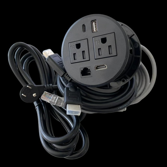 Round Desktop Conference Room Power Grommet Outlet, FITS 3 1/8" - 3 1/4 ...