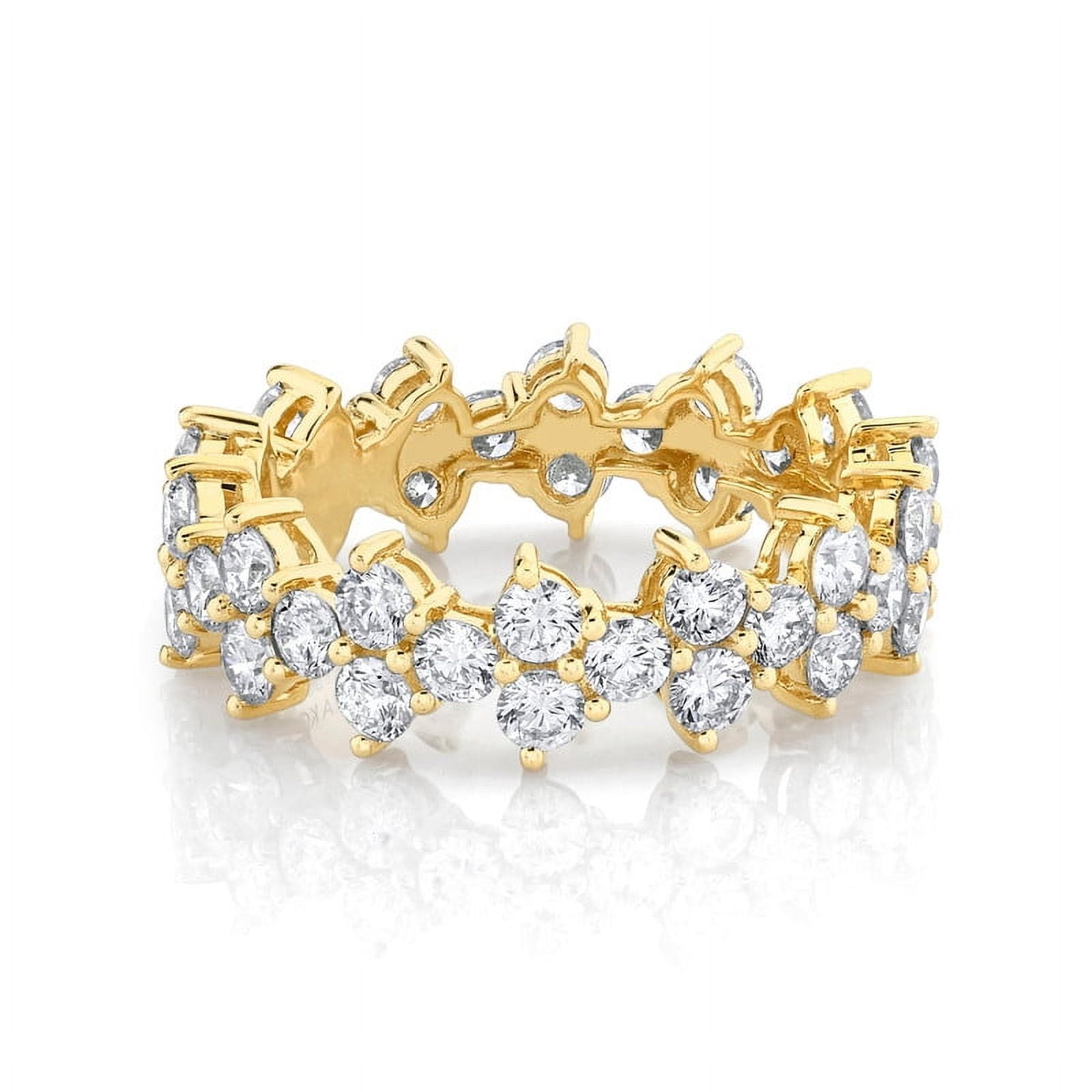 Round Diamond Thick Wedding Band Full Eternity Diamond Ring, Wide Band for Her Anniversary Gift ...